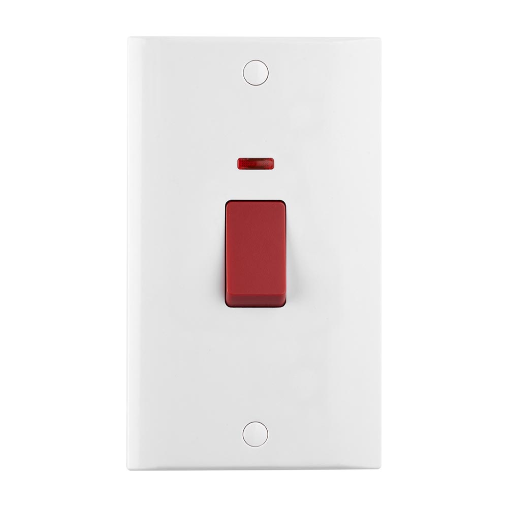 Curved Edge 45A Large Plate DP Switch with Neon