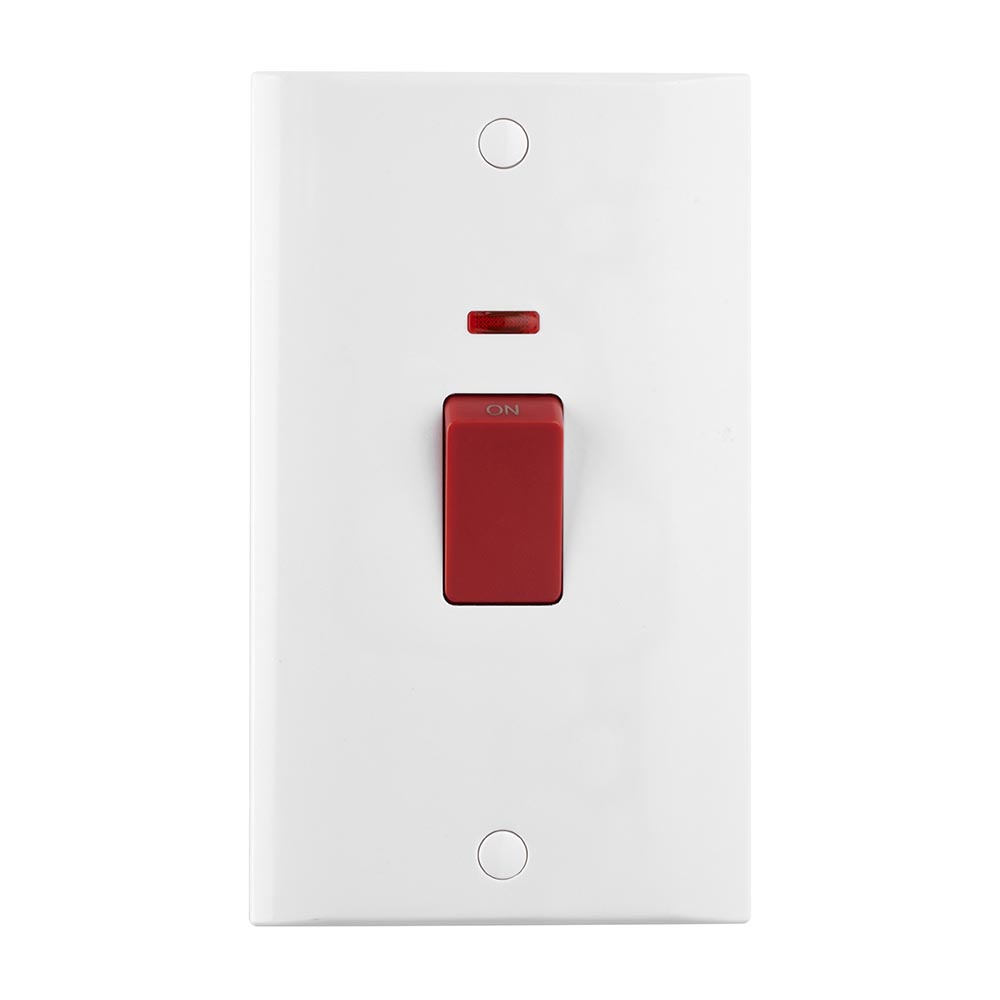 Curved Edge 45A Large Plate DP Switch with Neon