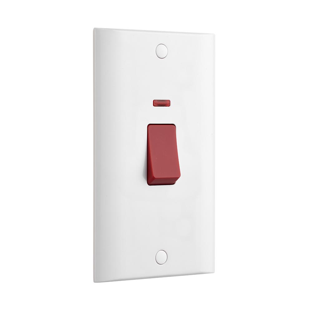 Curved Edge 45A Large Plate DP Switch with Neon