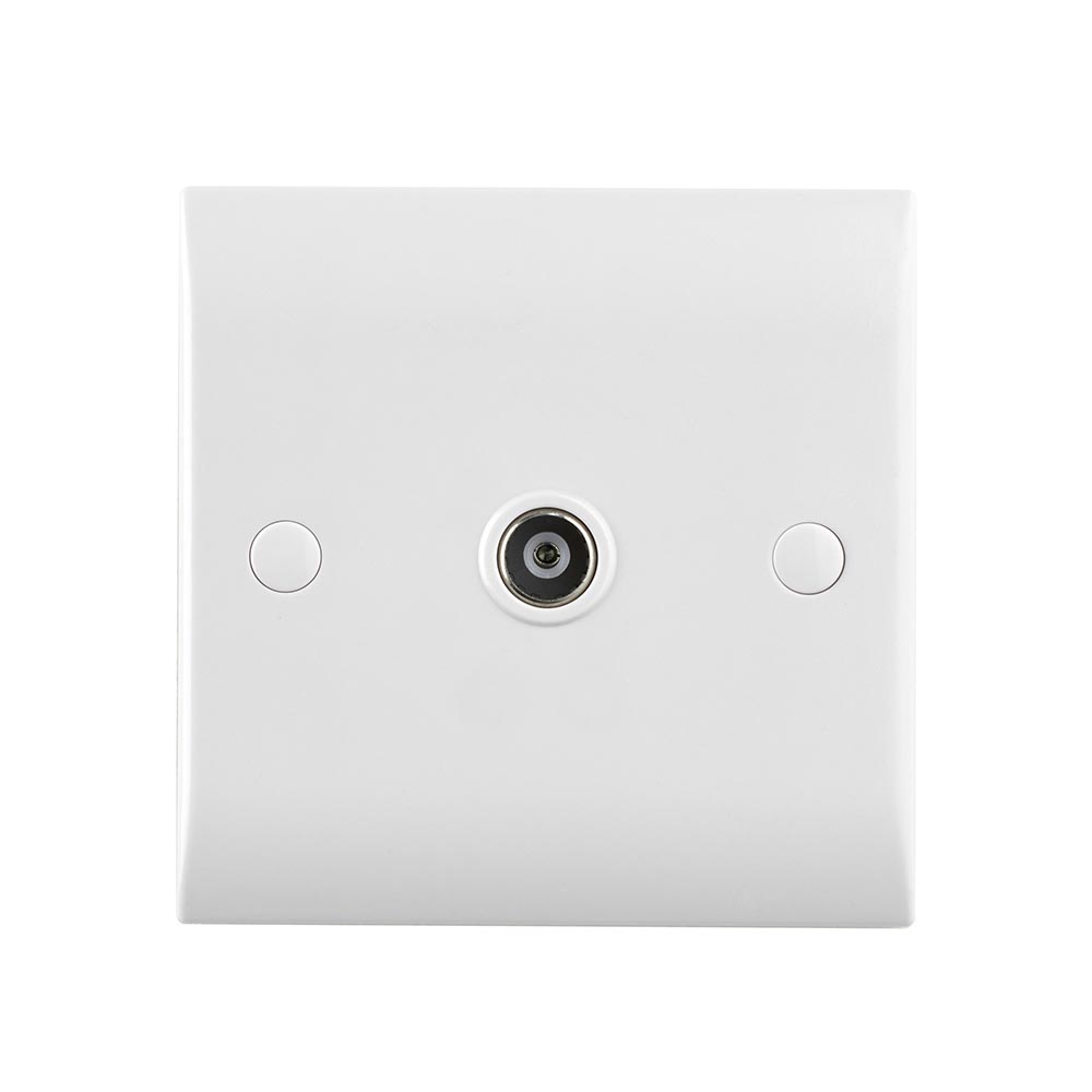 Curved Edge Coax TV Socket (Isolated)