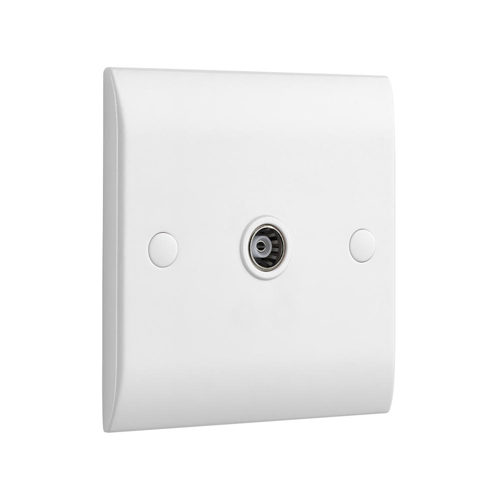 Curved Edge Coax TV Socket (Isolated)