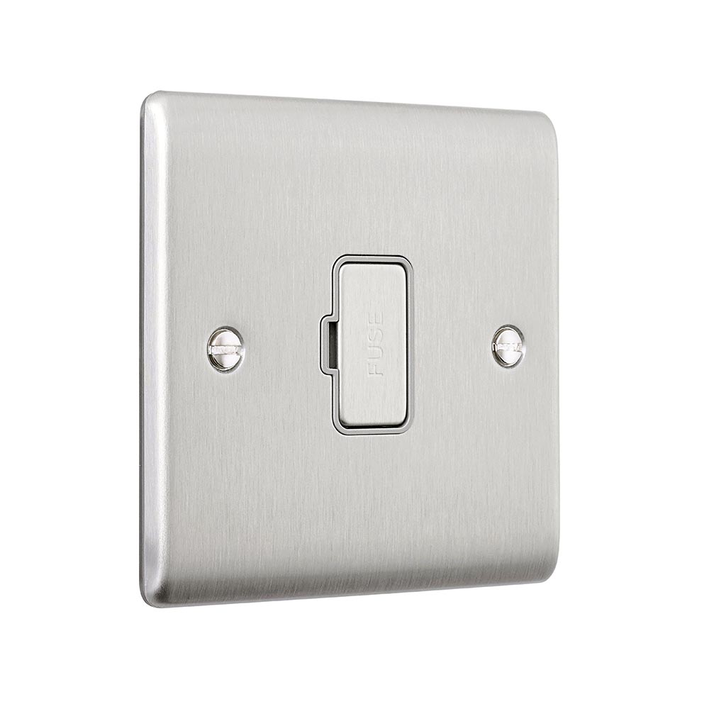 Raised Screwed 13A Unswitched Fused Spur Unit - Brushed Steel With Grey ...