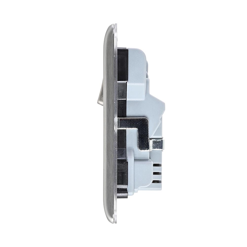 Raised Screwed 13A 2G DP Switched Socket with twin 5V USB - Brushed ...