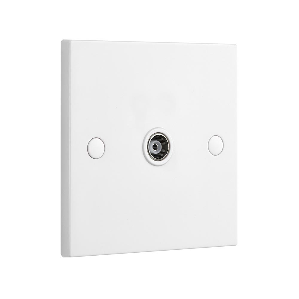 Square Edge Coax TV Socket (Isolated)