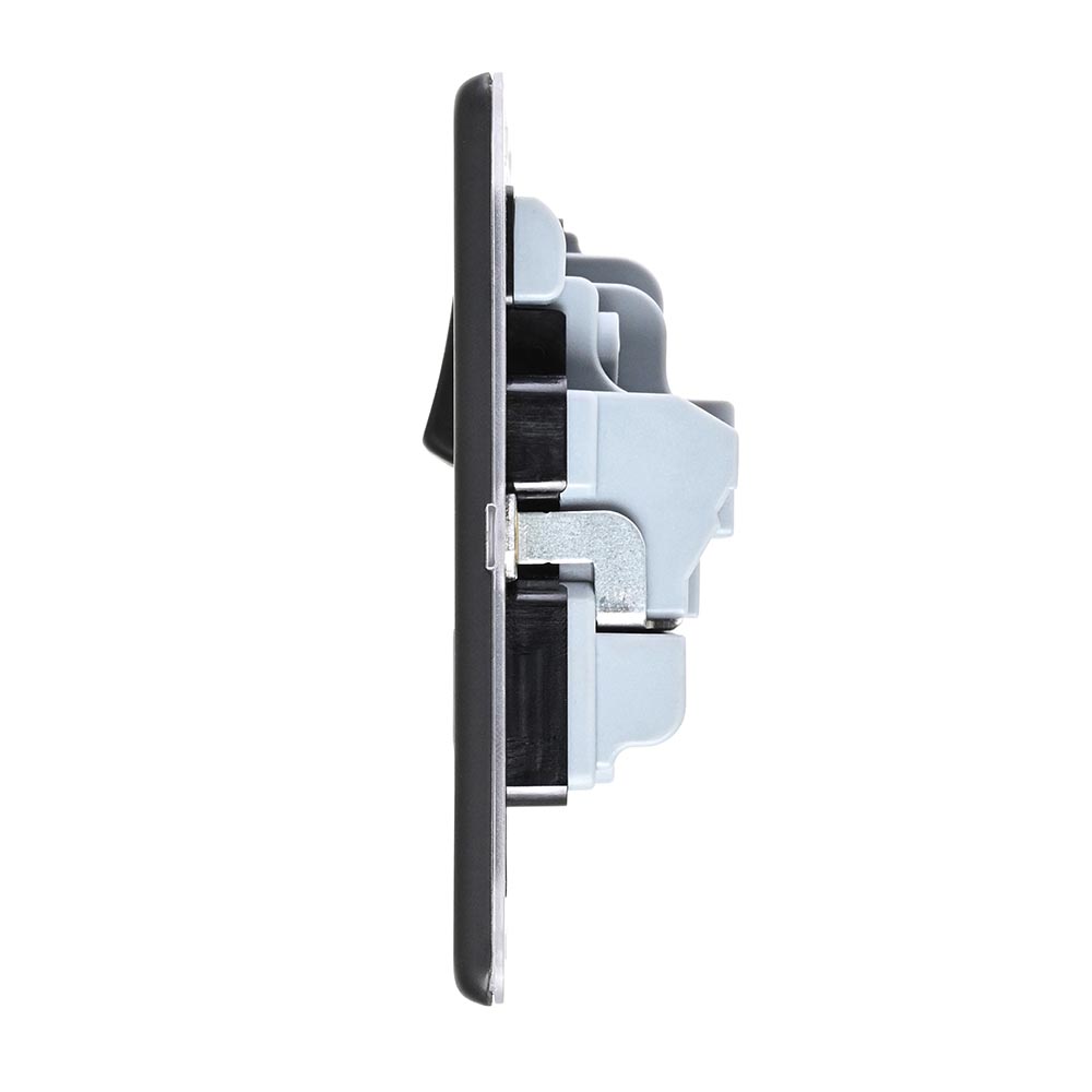 Screwless 13A 2G DP Switched Socket - Matt Black With Black Insert